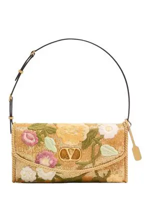 Valentino Garavani Devain Embroidered Shoulder Bag - Neutrals