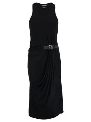 TOM FORD Belted Midi Dress - Black