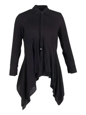 Yohji Yamamoto Asymmetric Button-up Cotton Shirt - Black