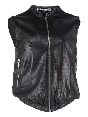 JIL SANDER Zip-up Leather Gilet - Black