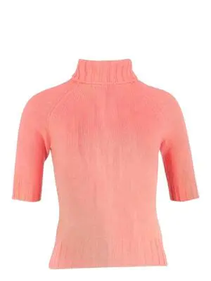 Celine Cropped Cashmere Turtleneck Sweater - Pink