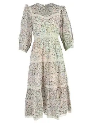 VILSHENKO Vilshenko Gardenia-Printed Midi Dress