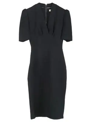 Burberry V-neck Short-sleeve Midi Dress - Black