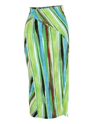 Diane Von Furstenberg Striped Midi Skirt - Green