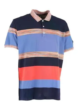 Missoni Striped Short-sleeve Polo Shirt - Blue