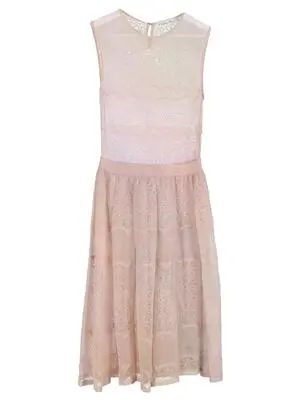 Dior Lace Flared Midi Dress - Pink