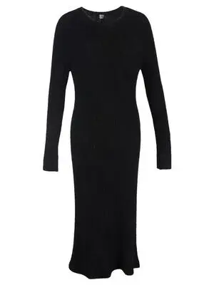 TOTEME Ribbed-knit Long-sleeve Dress - Black
