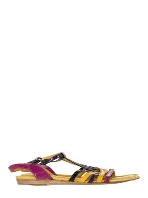 TOD'S Strappy Patent-leather Flat Sandals - Yellow