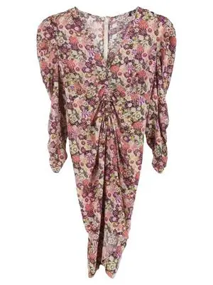 ISABEL MARANT VINTAGE Floral-print Ruched Mini Dress - Pink