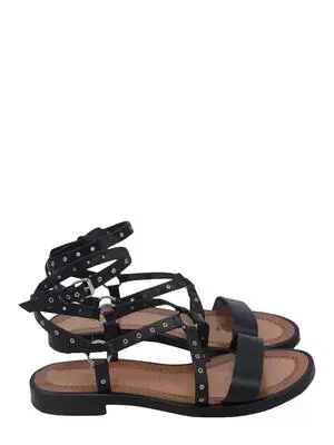 Valentino Garavani Gladiator Eyelet Leather Sandals - Black