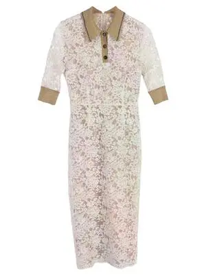 Alessandra Rich Floral-lace Midi Dress - White