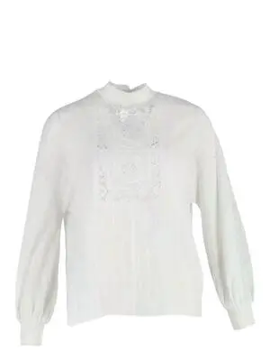 Maje Smocked Lace Top - White