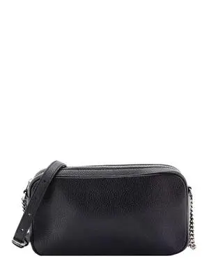 Burberry Camera Logo Embossed Leather Crossbody Bag - Black