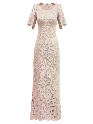 GEMY MAALOUF Floral-embroidery Midi Dress - Neutrals