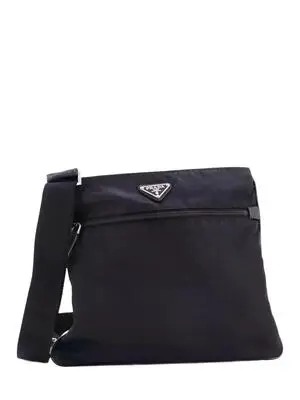 Prada Front Pocket Tessuto Messenger Bag - Black