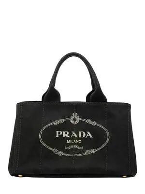Prada Canvas Canapa Logo Satchel - Black