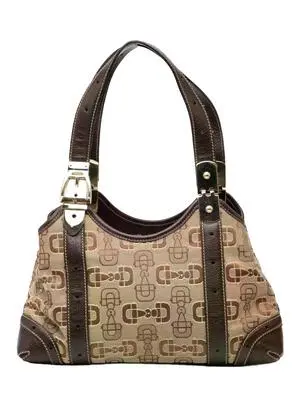 Gucci Horsebit Canvas Shoulder Bag - Brown