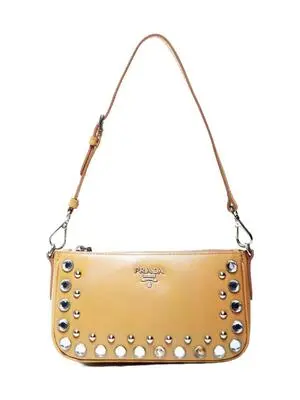 Prada 2000-2020 Studded Leather Shoulder Bag - Neutrals