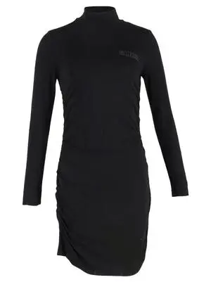 GANNI Ruched Turtleneck Mini Dress - Black