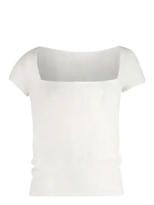 REFORMATION Square-neck Cotton T-shirt - White