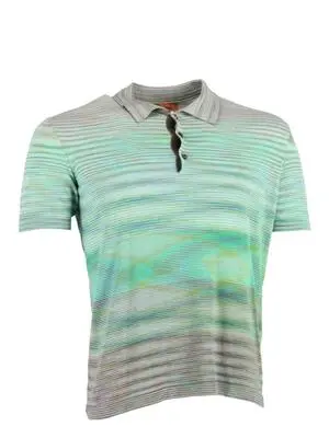 Missoni Striped Cotton Polo Shirt - Green
