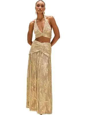 PatBO Lurex Maxi Skirt - Gold