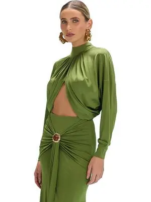 PatBO Intensity Jersey Cut-out Top - Green