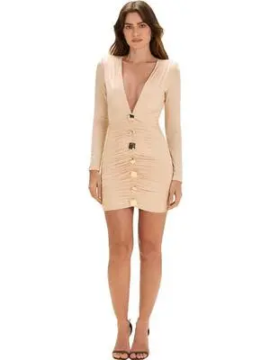 PatBO Moonlit Jersey Mini Dress - Brown / Neutral