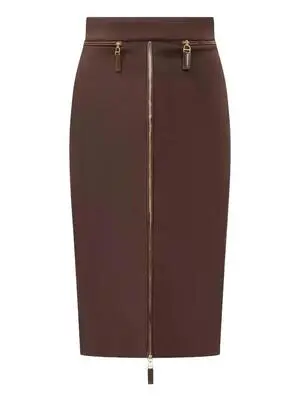 Elisabetta Franchi Pencil Skirt With Zip Detail - Brown