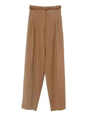 Max Mara Pleated Belted Trousers - Brown