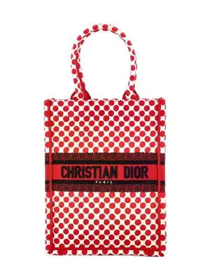 Dior Printed Canvas Vertical Tote Bag - Red