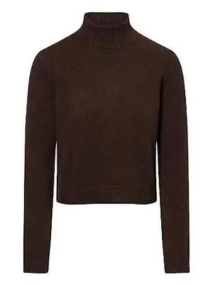 ME+EM High-neck Cropped Cashmere Jumper - Warm Chocolate Melan