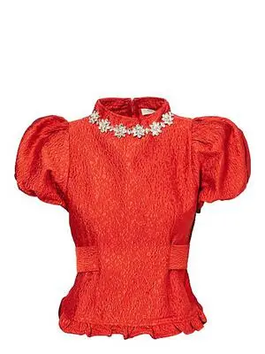 SISTER JANE Jacquard Woven Top - Red