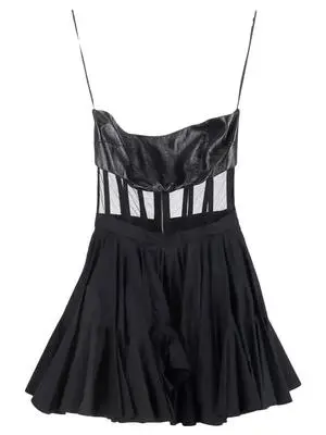David Koma Leather Mini Dress - Black