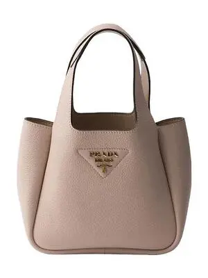 Prada Logo-plaque Mini Leather Shoulder Bag - Powder