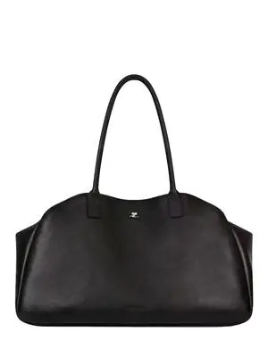 COURREGES Leather Maxi Tote Bag - Black