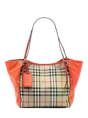 Burberry Haymarket Check Canvas And Leather Canterbury Tote Bag - Brown