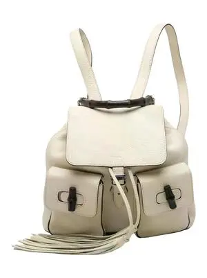Gucci Leather Bamboo Tassel Backpack - White