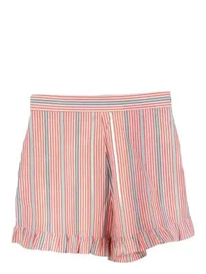 Chloé Striped Shorts With Ruffle Trim - Red