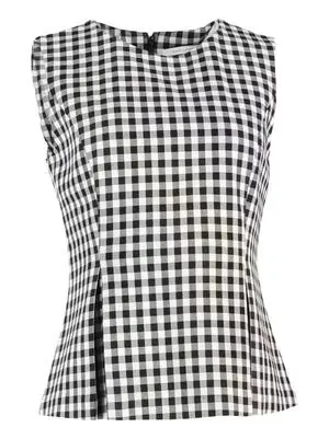 Diane Von Furstenberg Gingham Peplum Top - White