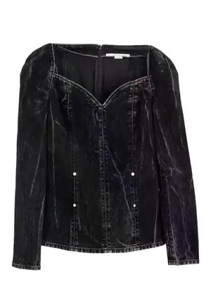 Stella McCartney Denim Studded Blouse - Black