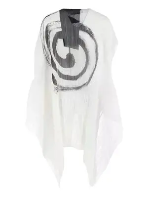 Issey Miyake Printed Cape - White