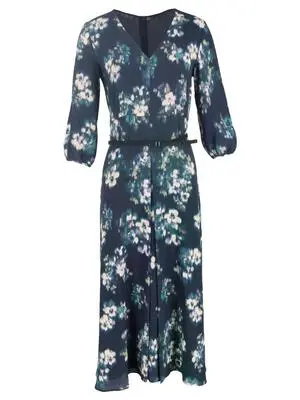 Max Mara Floral-print Silk Midi Dress - Blue