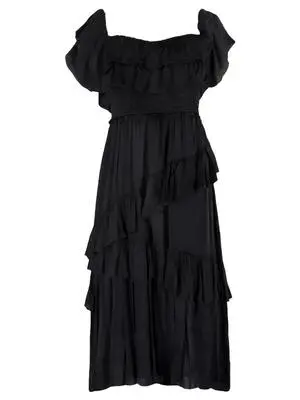 Ulla Johnson Ruffled Silk Dress - Black