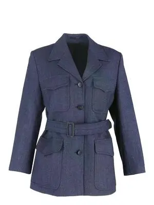 Burberry Button-front Belted Blazer - Blue