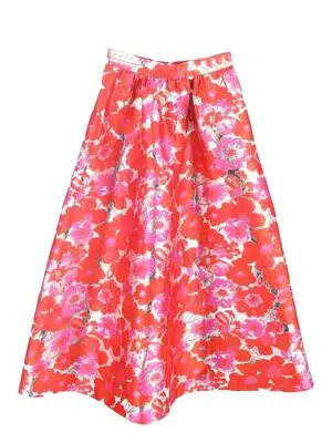 MSGM Floral-print A-line Midi Skirt - Red