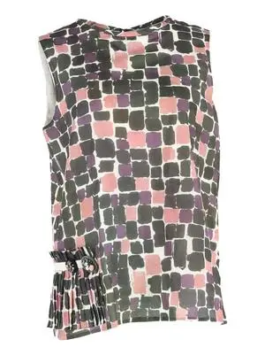 Max Mara Printed Sleeveless Blouse - White