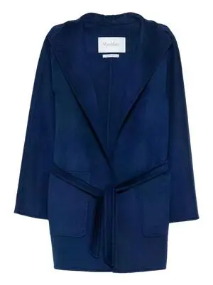 Max Mara Hooded Belted Coat - Blue
