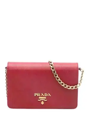 Prada Saffiano Leather Wallet On Chain - Red