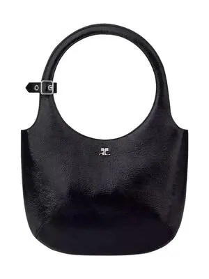 COURREGES Holy Naplack Buckle Leather Tote - Black